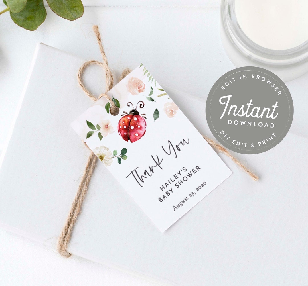 Ladybug Birthday Favor Tag, Template Favor Tags, Ladybug Baby Shower ...