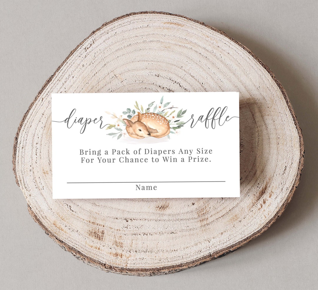Deer Baby Shower Diaper Raffle Card Insert Download, Printable Bring ...