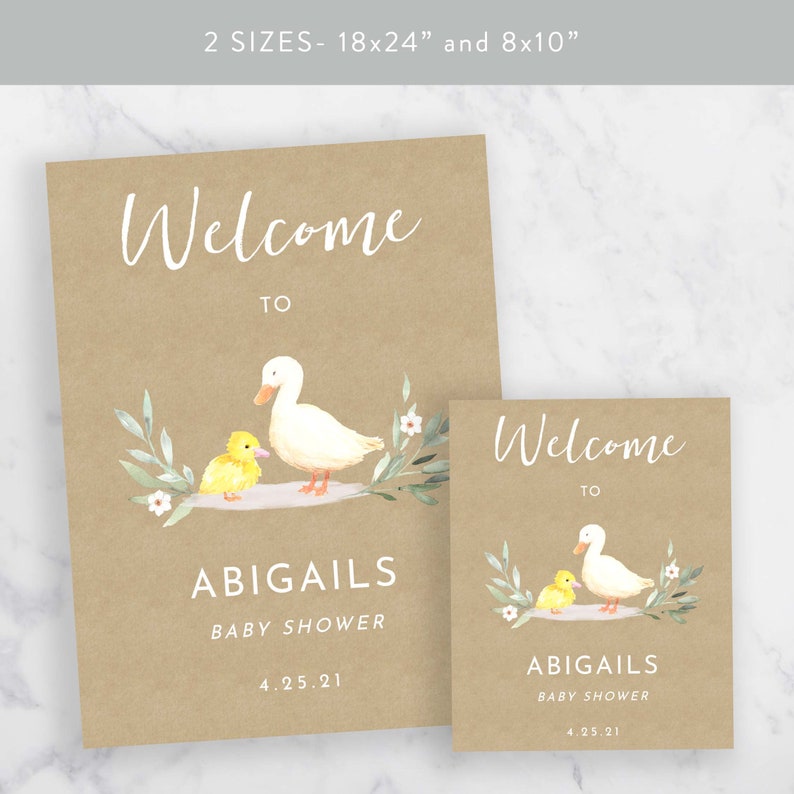 Duck Baby Shower Welcome Sign Duck Shower, Editable Baby Shower Sign ...