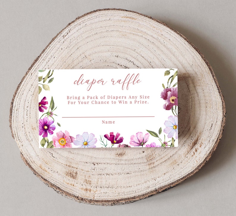 Wildflower Baby Shower Diaper Raffle Card Wildflower Diaper - Etsy