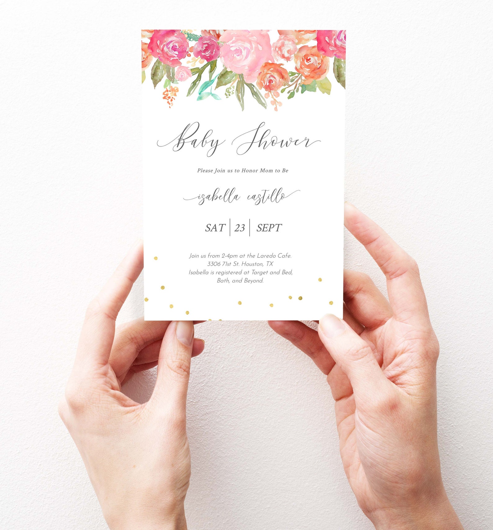 Pink Rose Baby Shower Invites Girl Baby Shower Invitation | Etsy