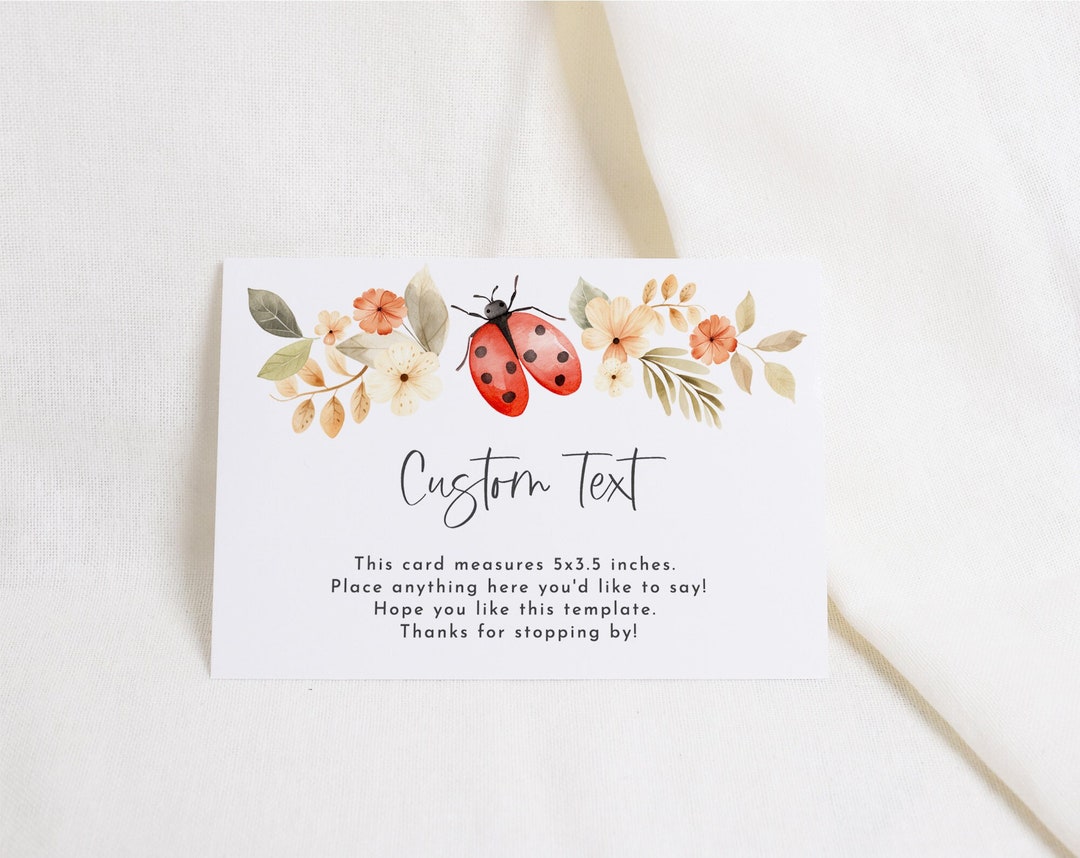 Editable Ladybug Birthday Party Custom Card Insert, Ladybug Baby Shower ...