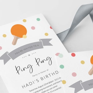 Ping Pong Party Invitation, Table Tennis Party Invite, Instant Download ...