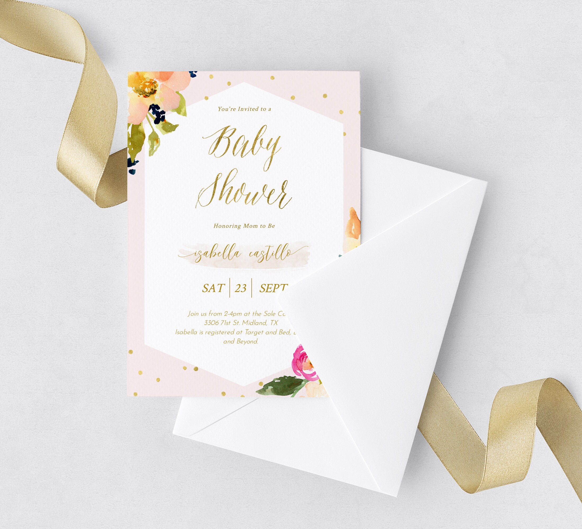 Baby Shower Invite, Baby Shower Invitation Girl Floral, Baby Shower ...