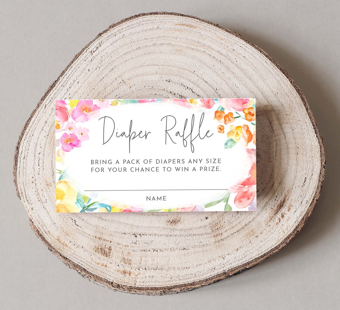 Tropical Diaper Raffle Ticket Diaper Raffle Card Insert | Etsy