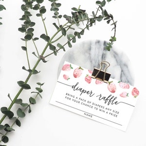 Strawberry Baby Shower Diaper Raffle Card Download, Diaper Shower Card ...