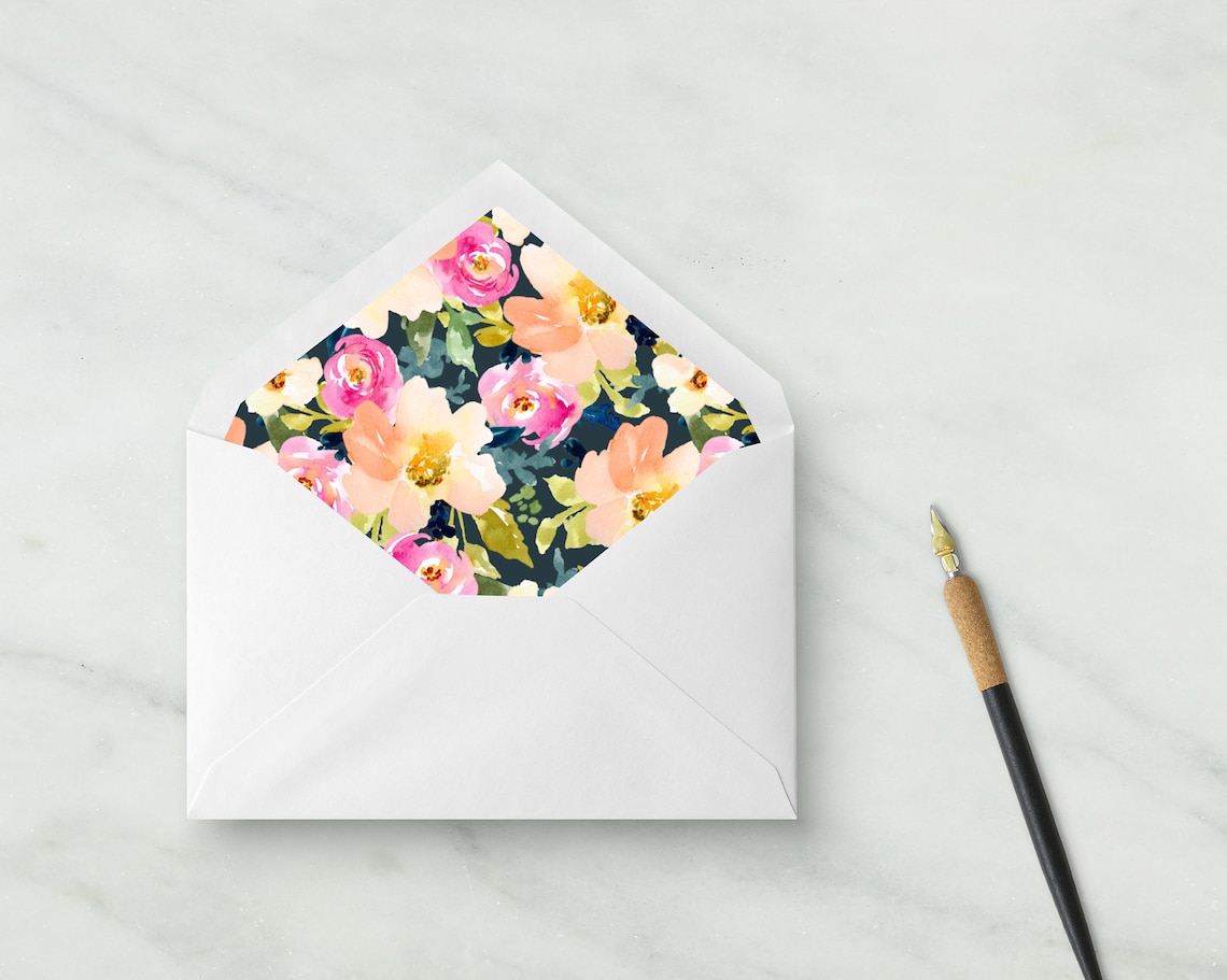 Floral Envelope Liner Printable DIY Envelope Liner Envelope | Etsy