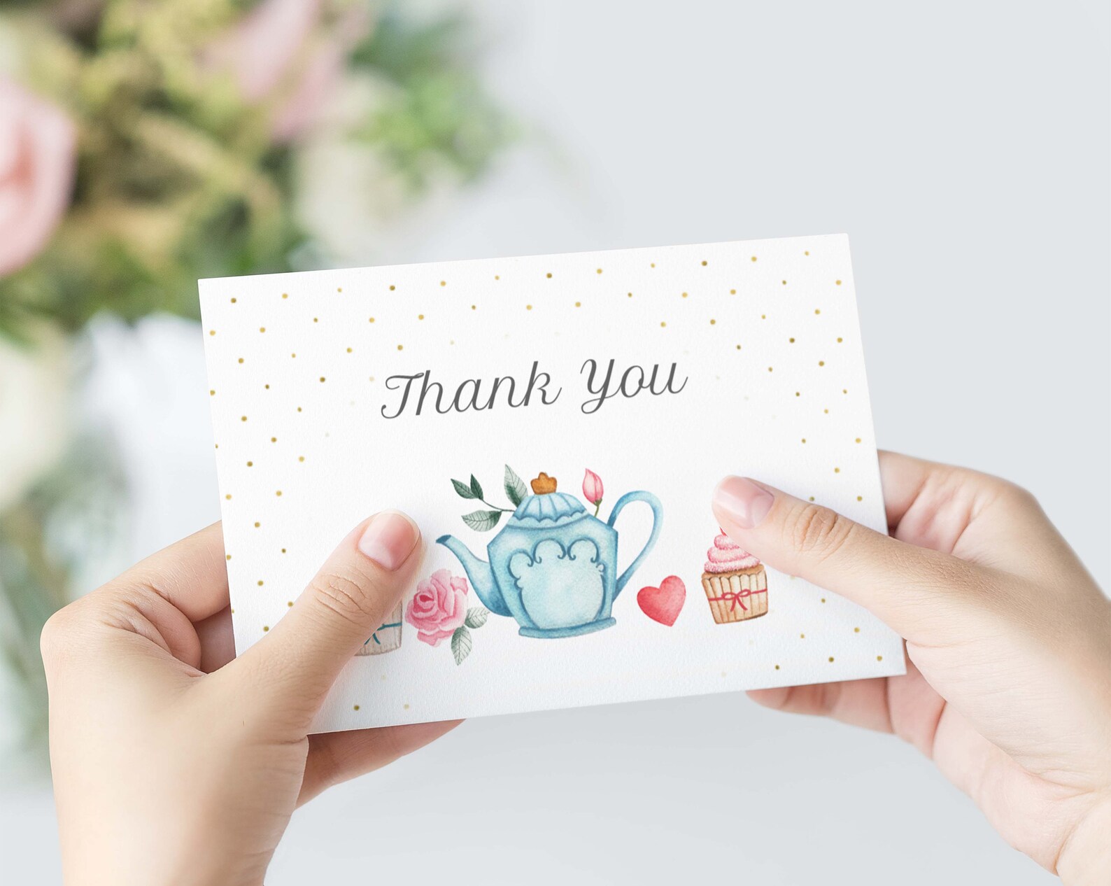 Tea Party Thank You Card Printable, Bridal Tea Party Thank You Card ...