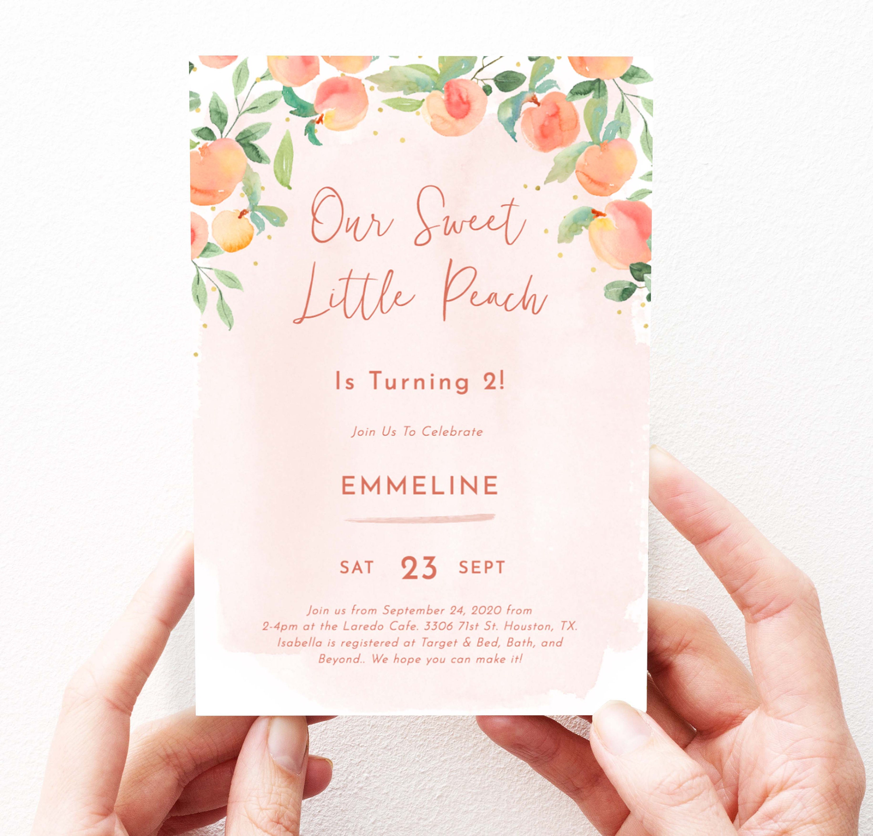 Peach Birthday Invitation Peach Peach Birthday Party | Etsy