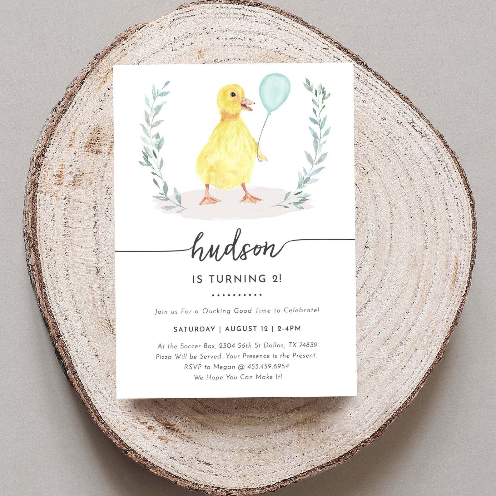 Duck Birthday Invitation Duck Cute Duck Birthday Invites Boy - Etsy