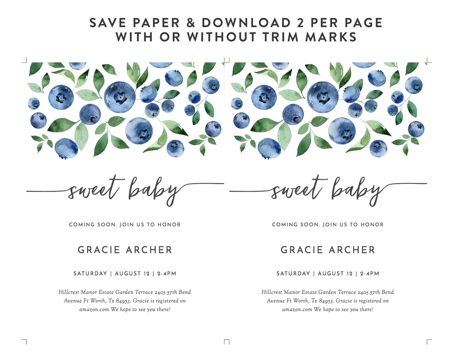 Cute Blueberry Baby Shower Blueberries Blueberry Shower | Etsy