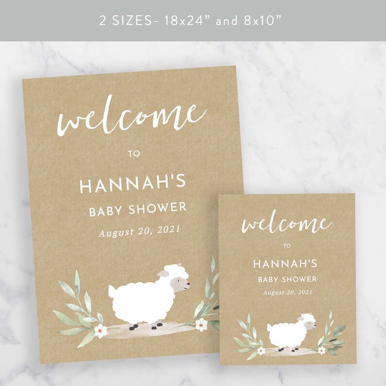 Editable Baby Shower Welcome Sign Gender Neutral Lamb Baby - Etsy