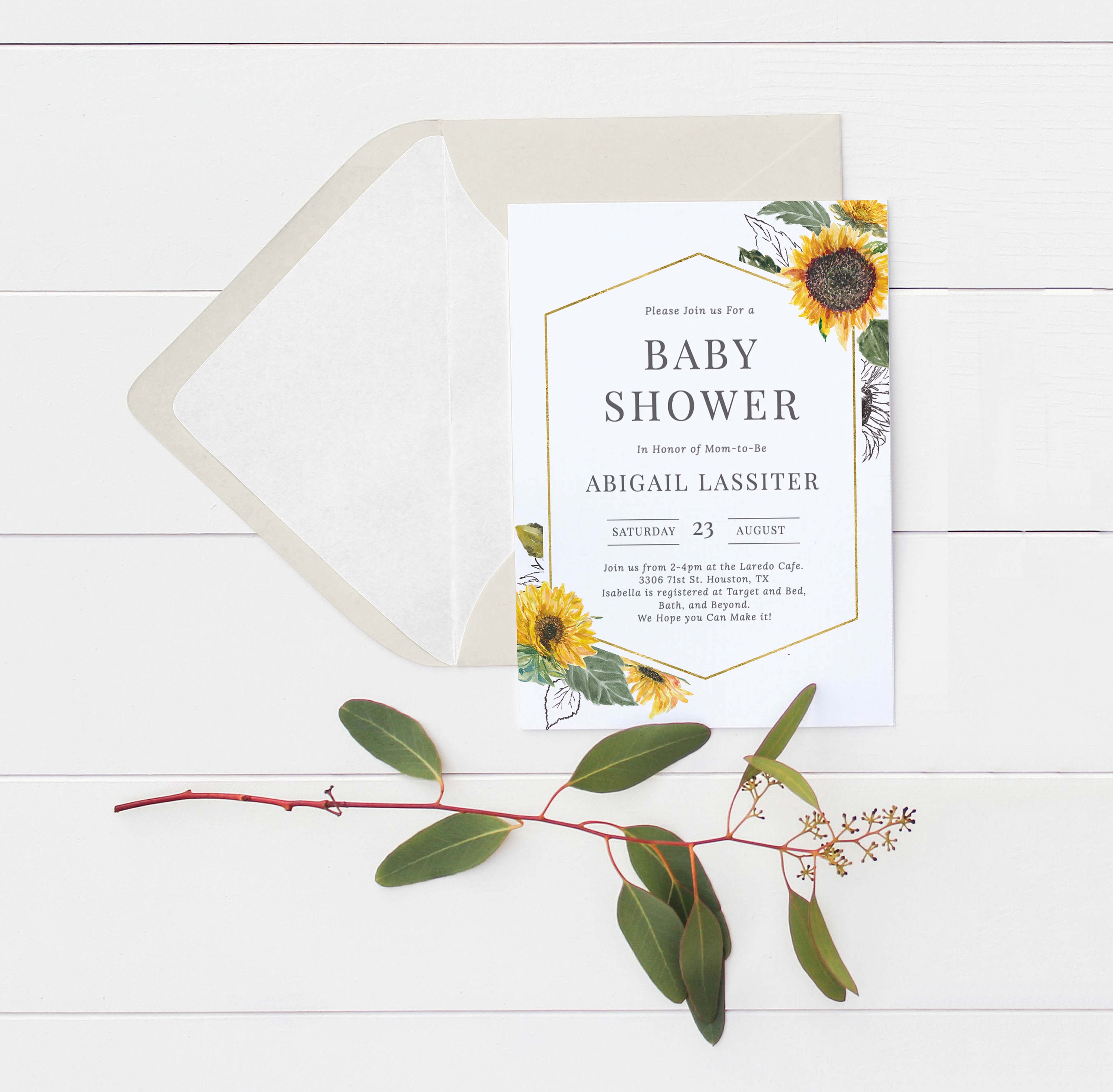 Sunflower Baby Shower Invitation Sunflower Baby Shower Invites | Etsy