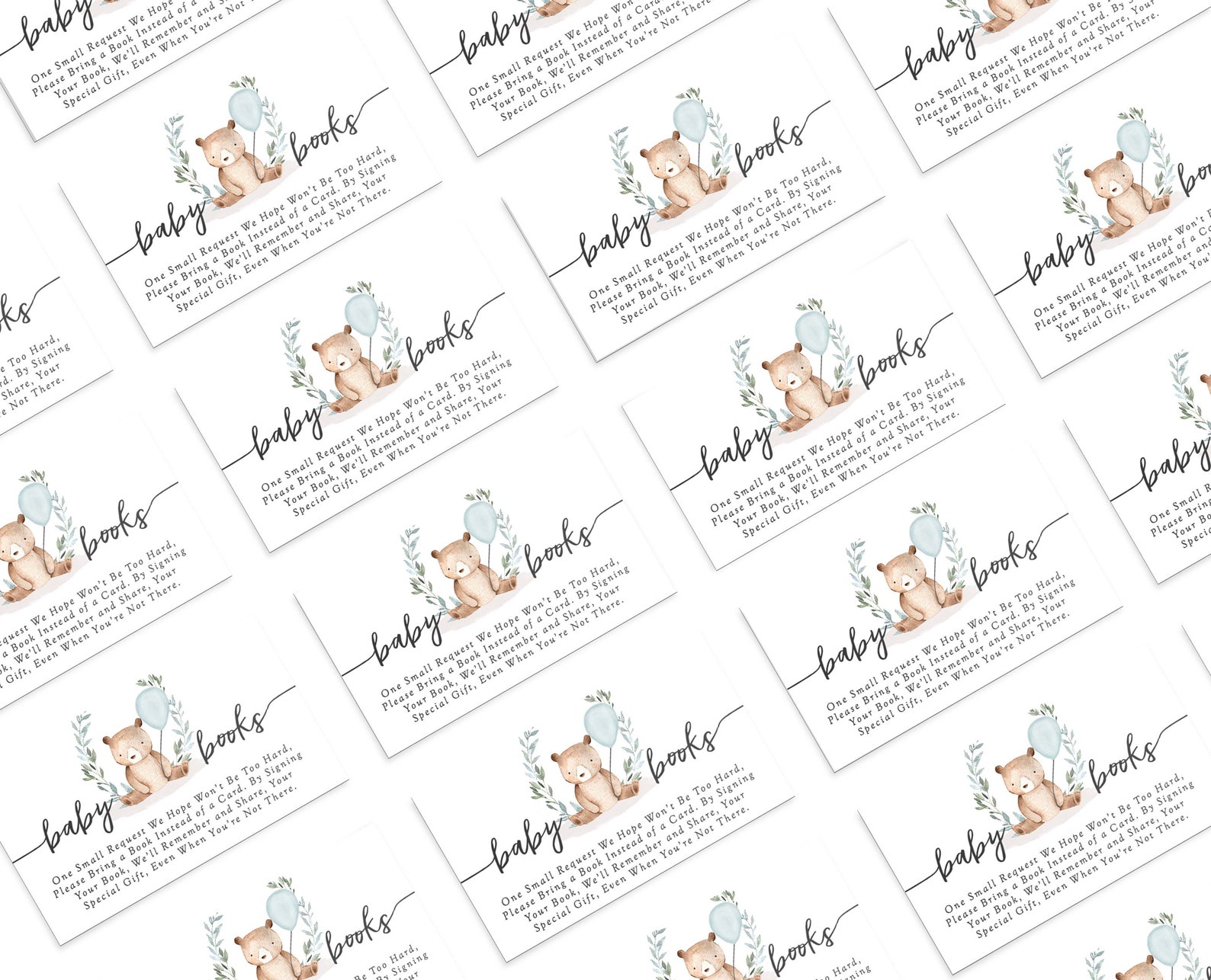 Bear Baby Shower Bring a Book Card Insert Boy Baby Shower - Etsy