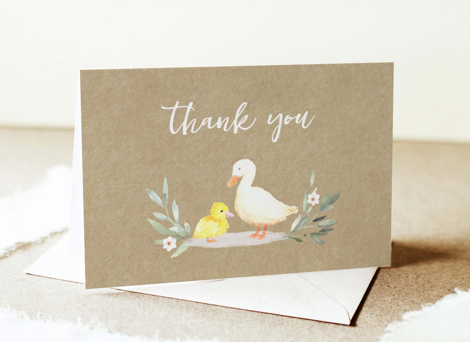 Duck Baby Shower Thank You Card, Duck Thank You Note Printable Thank ...