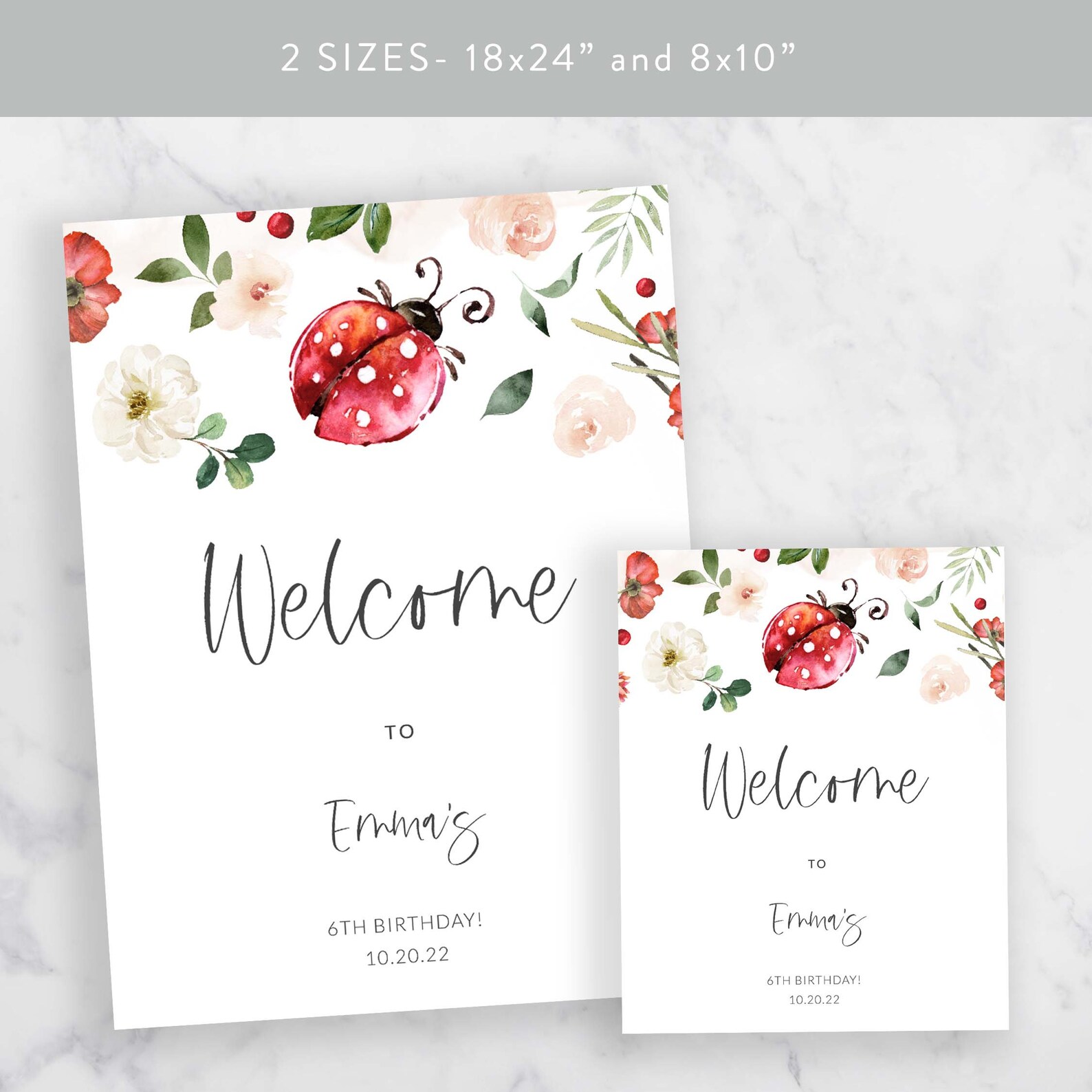 Ladybug Birthday Sign Ladybug Birthday Party Sign Editable - Etsy