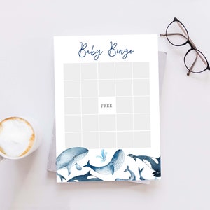 Whale Baby Shower Games Bingo Printable Baby Shower Game, Nautical Baby ...
