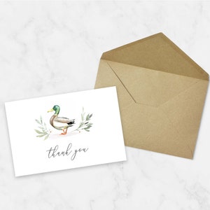 Mallard Duck Baby Shower Thank You Card Printable Duck Thank You Note ...