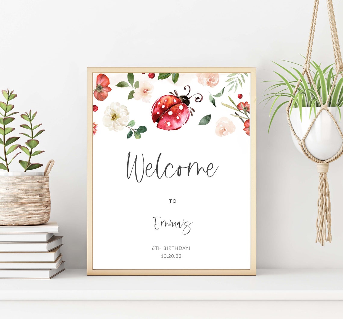 Ladybug Birthday Sign, Ladybug Birthday Party Sign, Editable, Instant ...