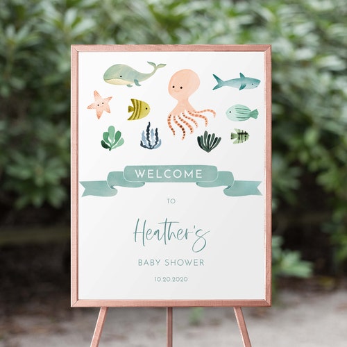 Ocean & Sea Welcome Sign Editable Template Ocean Baby Shower - Etsy