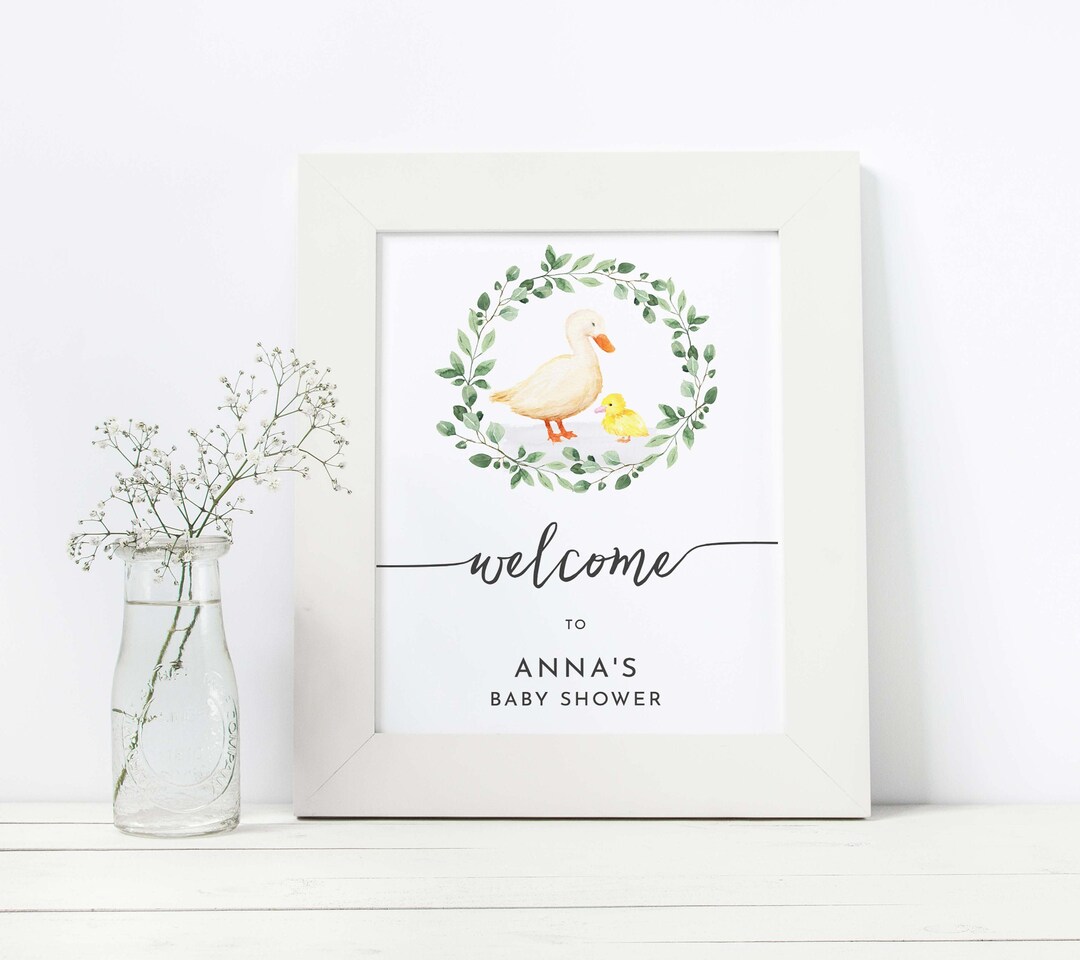 Duck Baby Shower Welcome Sign, Baby Shower Sign Duck, Cute, Rubber Duck ...