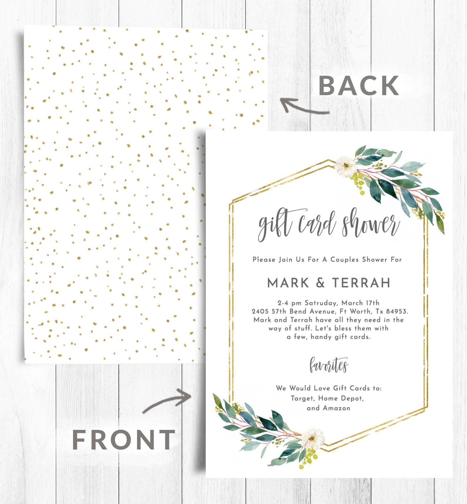 Greenery Gift Card Shower Invitation Template, Joint Shower Invitation ...