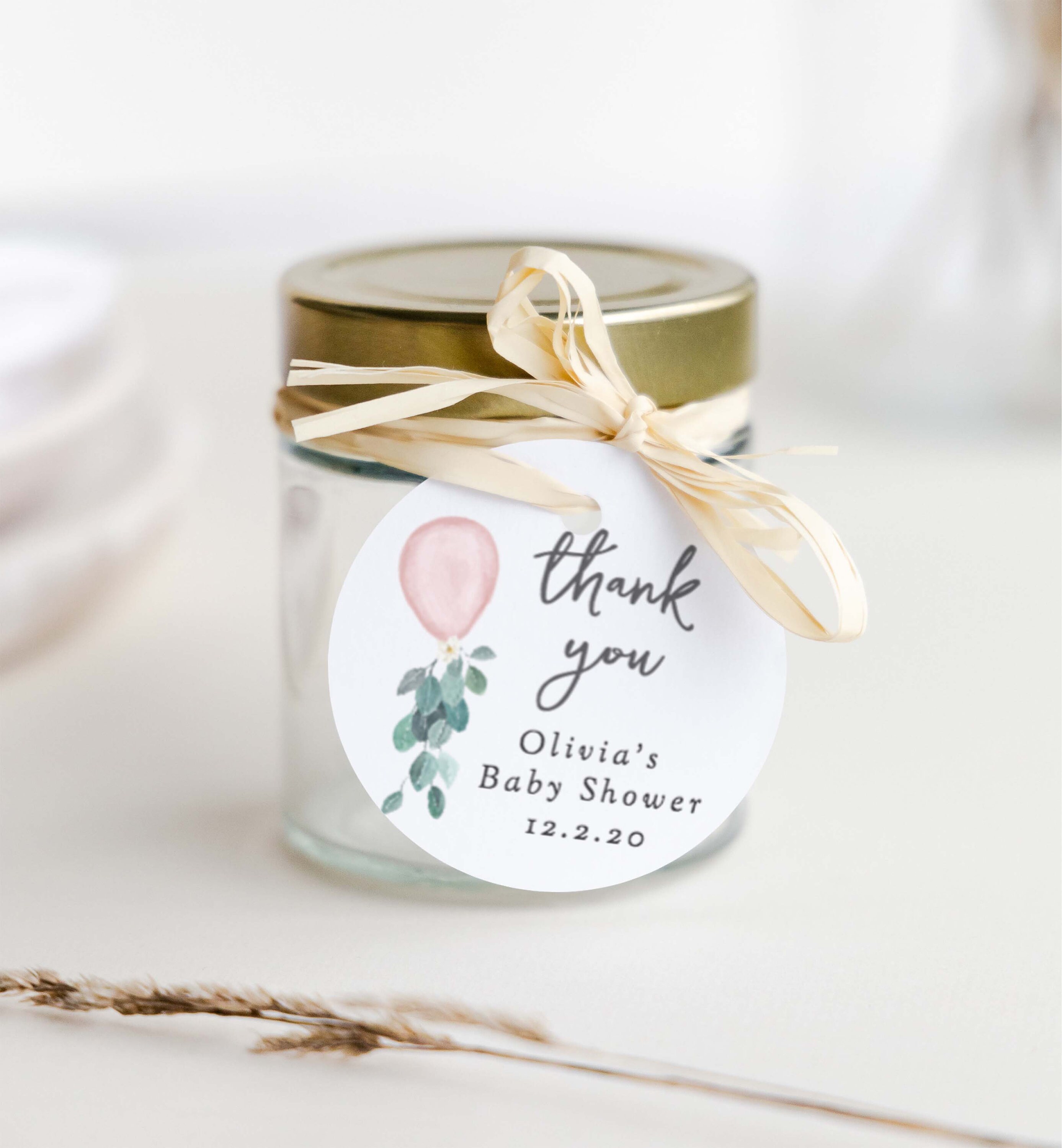 Editable Girl Baby Shower Favor Tags Girl Baby Shower Round | Etsy