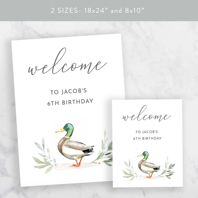 Duck Birthday Party Welcome Sign, Editable Duck Birthday Sign Printable ...