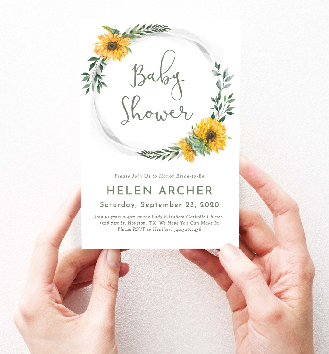 Sunflower Baby Shower Invitation, Sunflower Baby Shower Invites, Gender ...