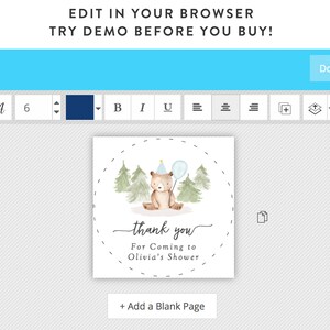 Editable Happy Camper Birthday Favor Tag, Camper Birthday Round Favor ...