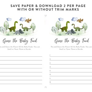 Dinosaur Baby Shower Guess That Baby Food Baby Shower Game Dino Baby ...