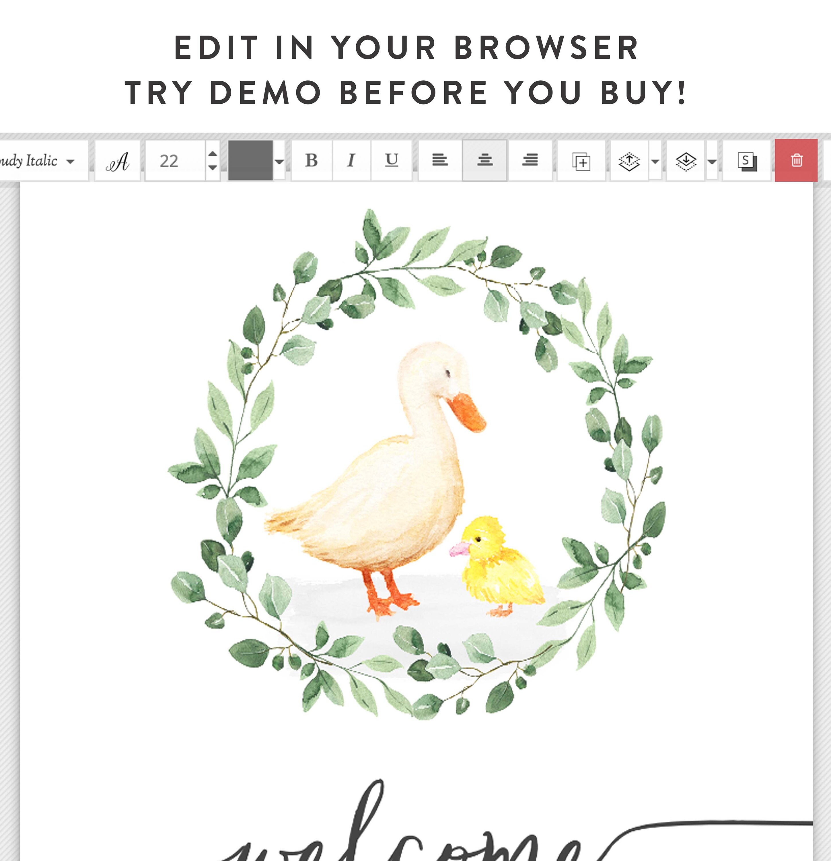 Duck Baby Shower Welcome Sign Baby Shower Sign Duck Cute | Etsy