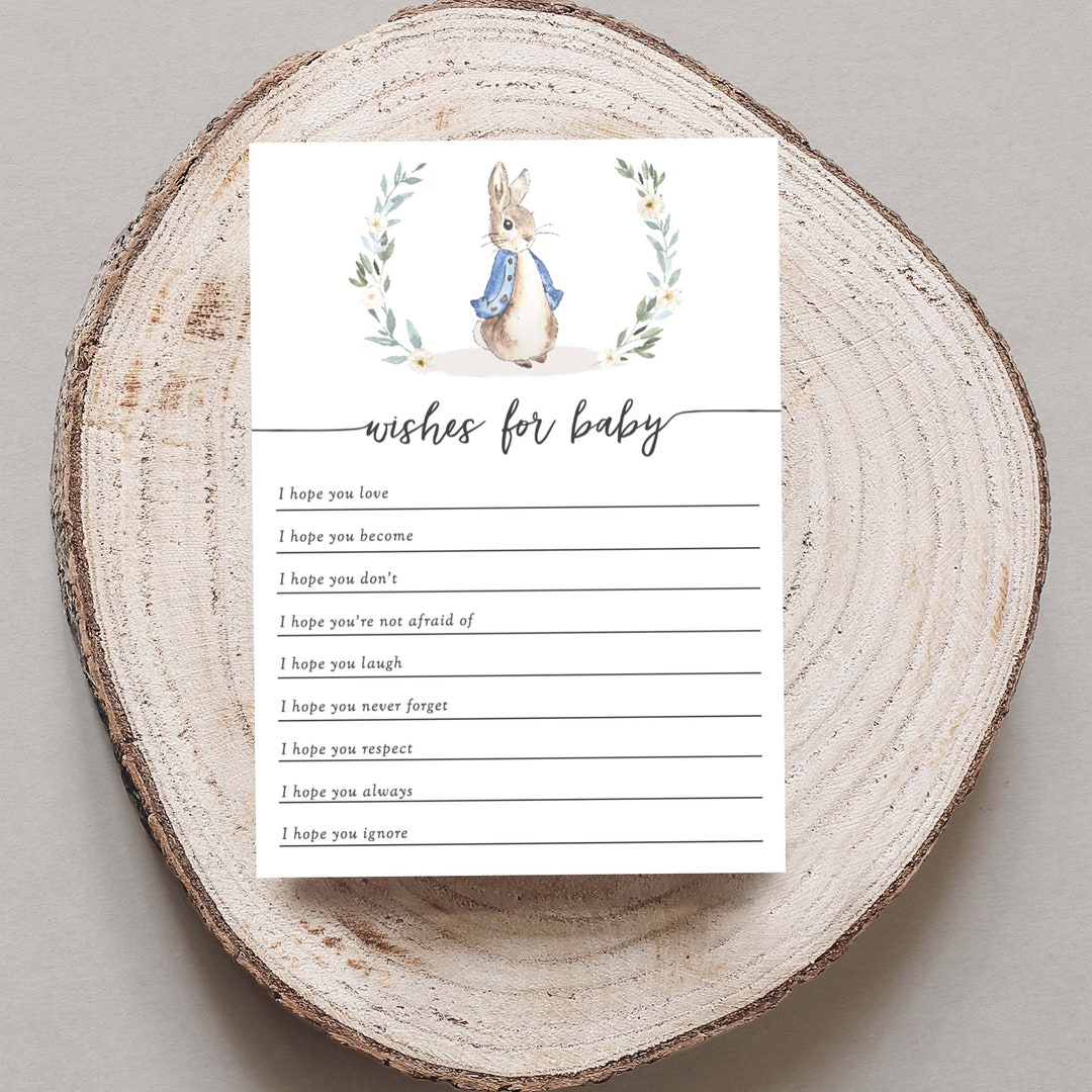 Rabbit Baby Shower Games Wishes for Baby Printable Baby Wishes Boy ...