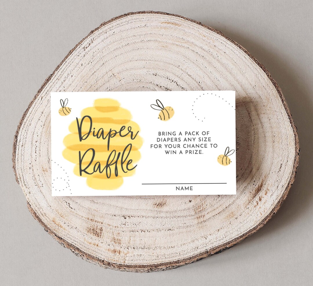 Bee Baby Shower Diaper Raffle Card Download, Bring Diapers Card Insert ...