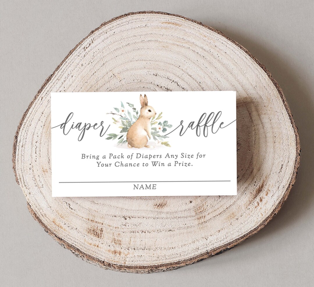 Bunny Baby Shower Diaper Raffle Ticket, Diaper Raffle Card Insert ...
