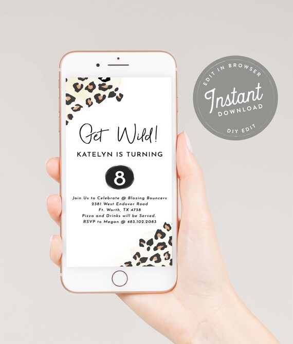 Cheetah Birthday Party Invitation Cheetah Cheetah Print | Etsy