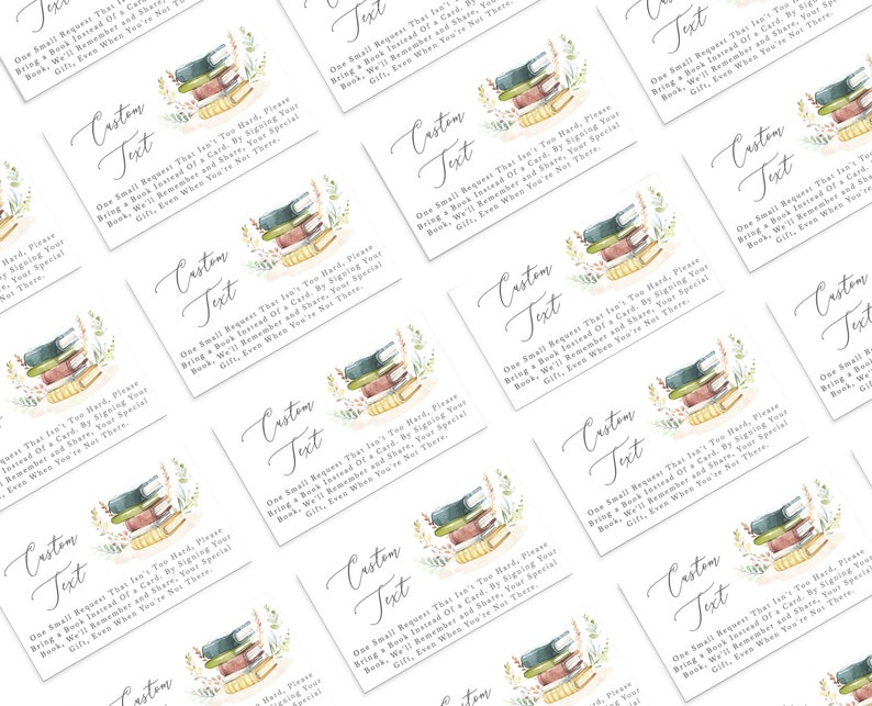 Custom Card Insert Book Themed Card Insert Custom Text - Etsy