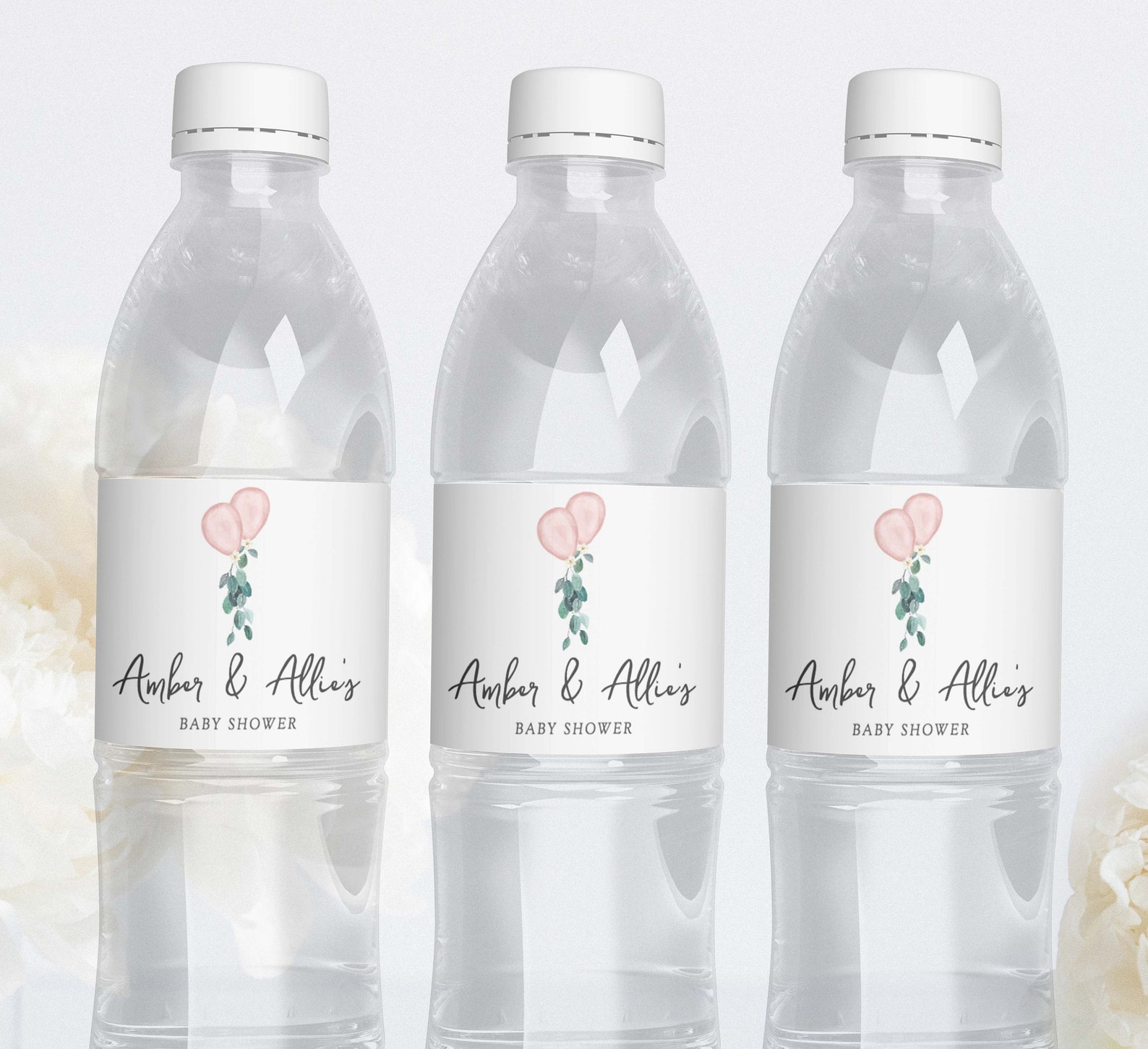 Twins Baby Shower Water Bottle Label Baby Shower Girl Twins | Etsy