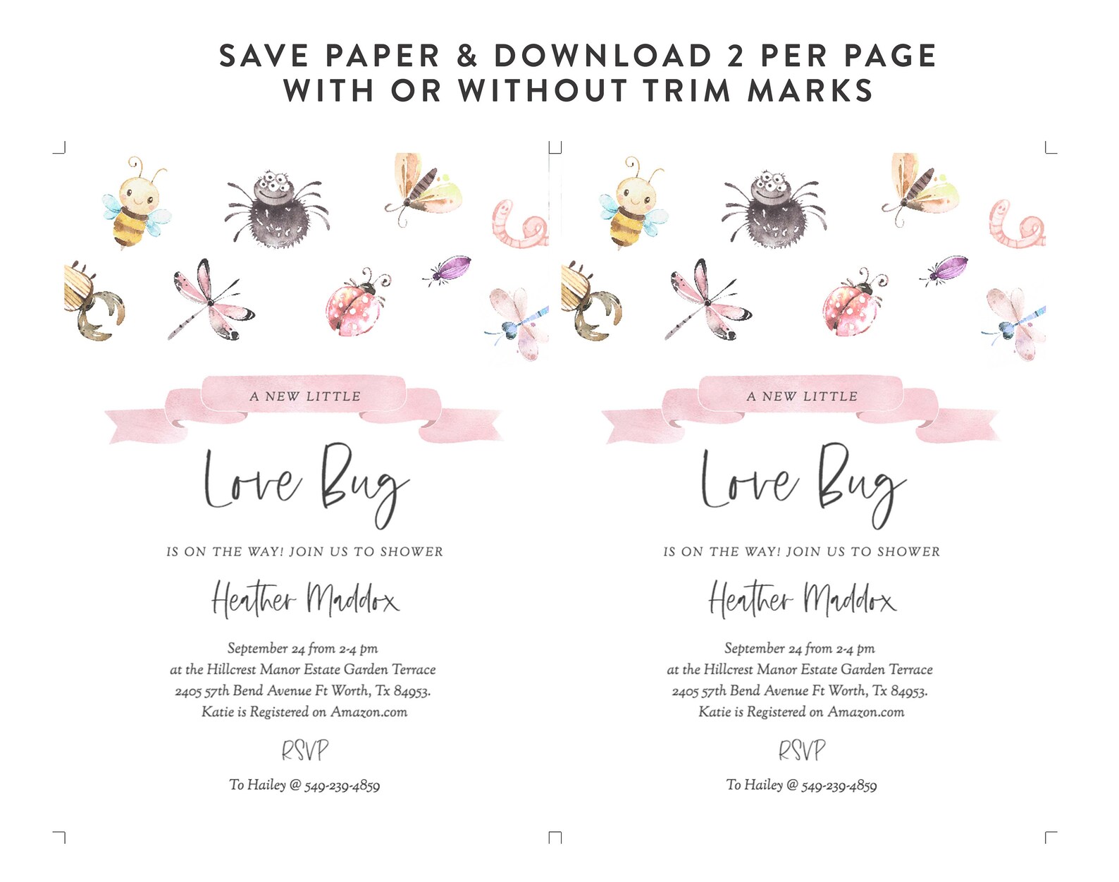 Bug Baby Shower Invitation Instant Download Bugs Baby Shower | Etsy