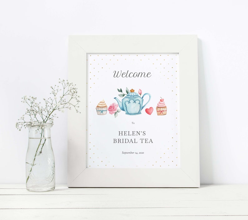 Printable Tea Party Sign Bridal Shower Tea Party Welcome - Etsy