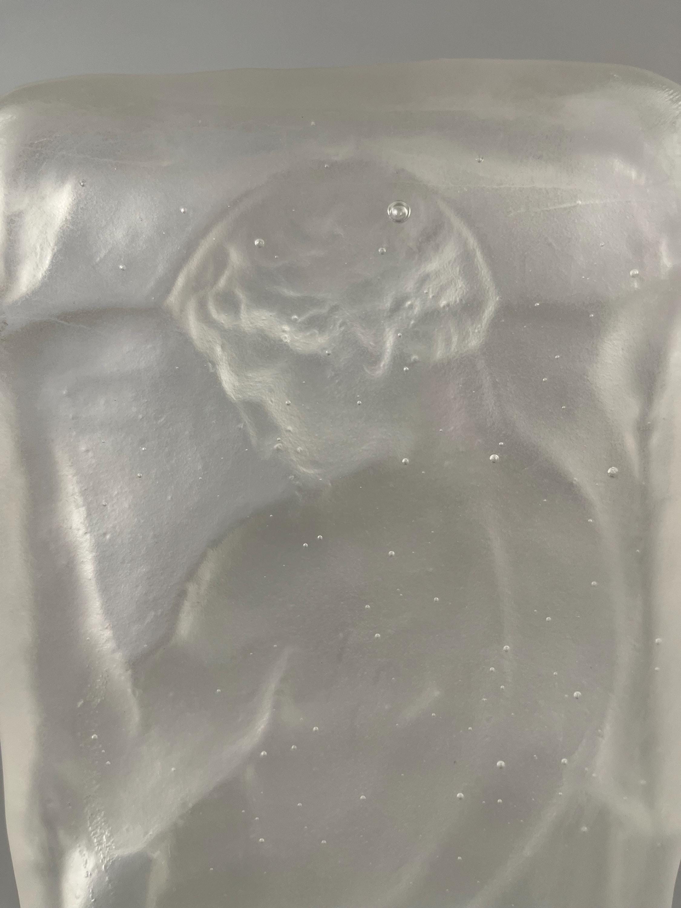 Crystal Clear Cast Glass Nude Male Torso Art Sculpture on Black Glass ...