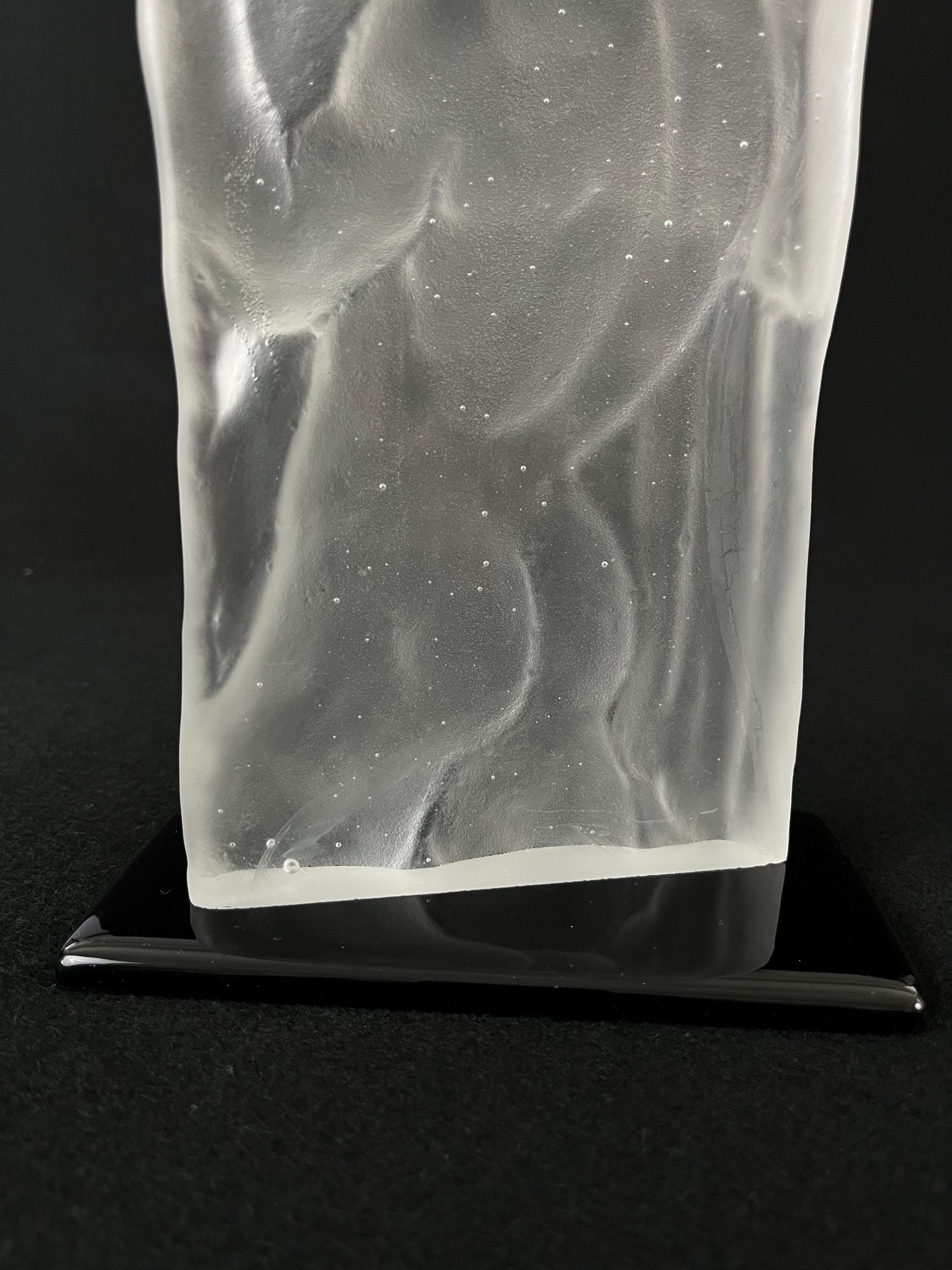 Crystal Clear Cast Glass Nude Male Torso Art Sculpture on Black Glass ...