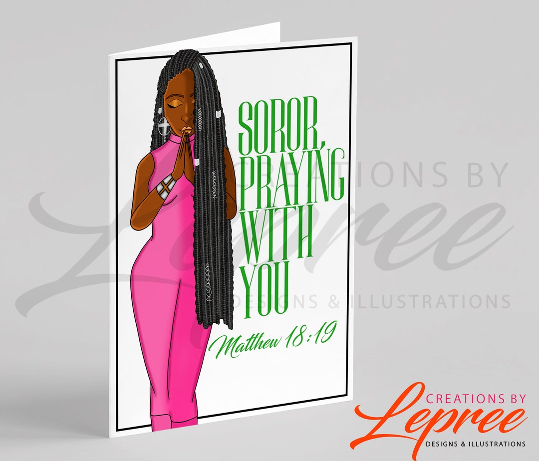 AKA Inspired, Pink and Green Personalized Sorority Prayer Card - Etsy