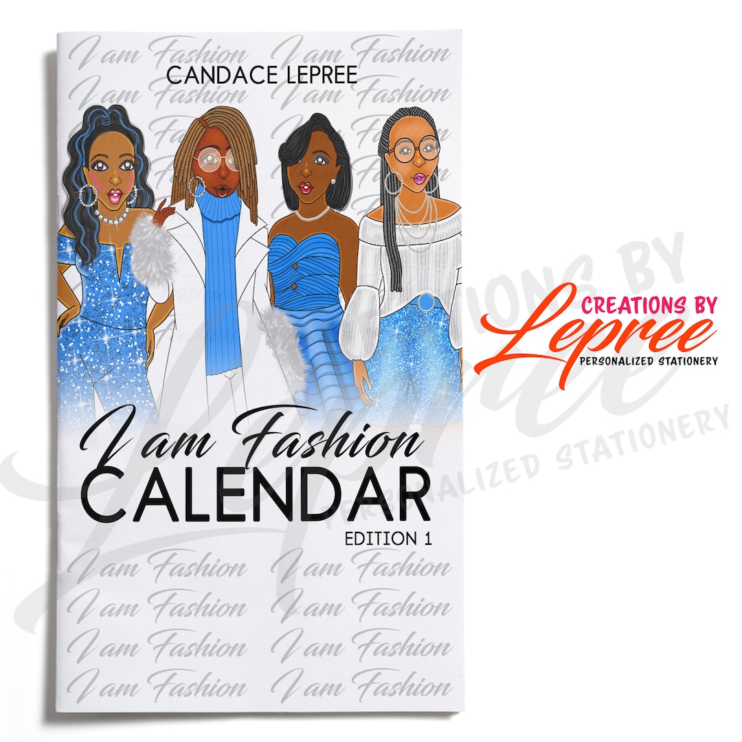 Black Girl Fashion Monthly Calendar, Undated Monthly Calendar, Light ...