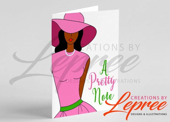 AKA Inspired Personalized Card Sorority Card Pink and Green | Etsy