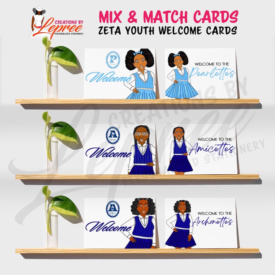 Zeta Phi Beta Youth Welcome Cards – Mix & Match Pearlette, Amicette ...