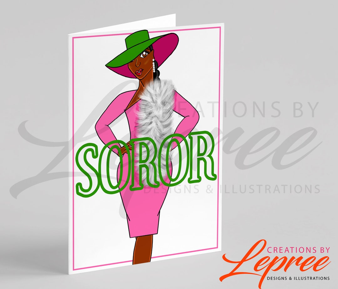 AKA Inspired, Pink and Green Personalized Sorority Card - Etsy