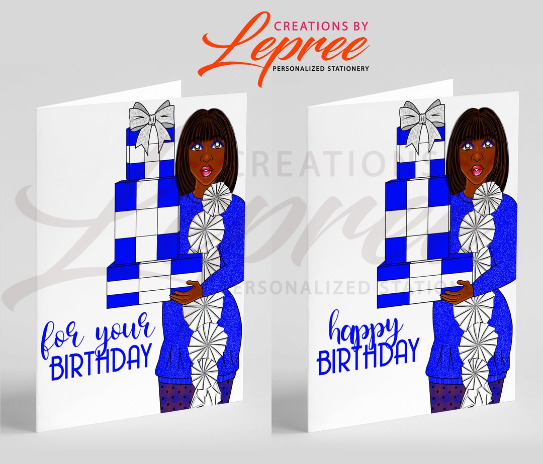 Personalized Zeta Birthday Card, Black Sorority Birthday Card, Custom ...