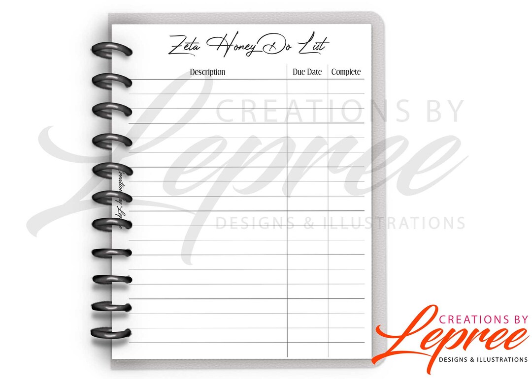 Zeta Phi Beta Planner Insert, Planner to Do List, Honey Do List ...