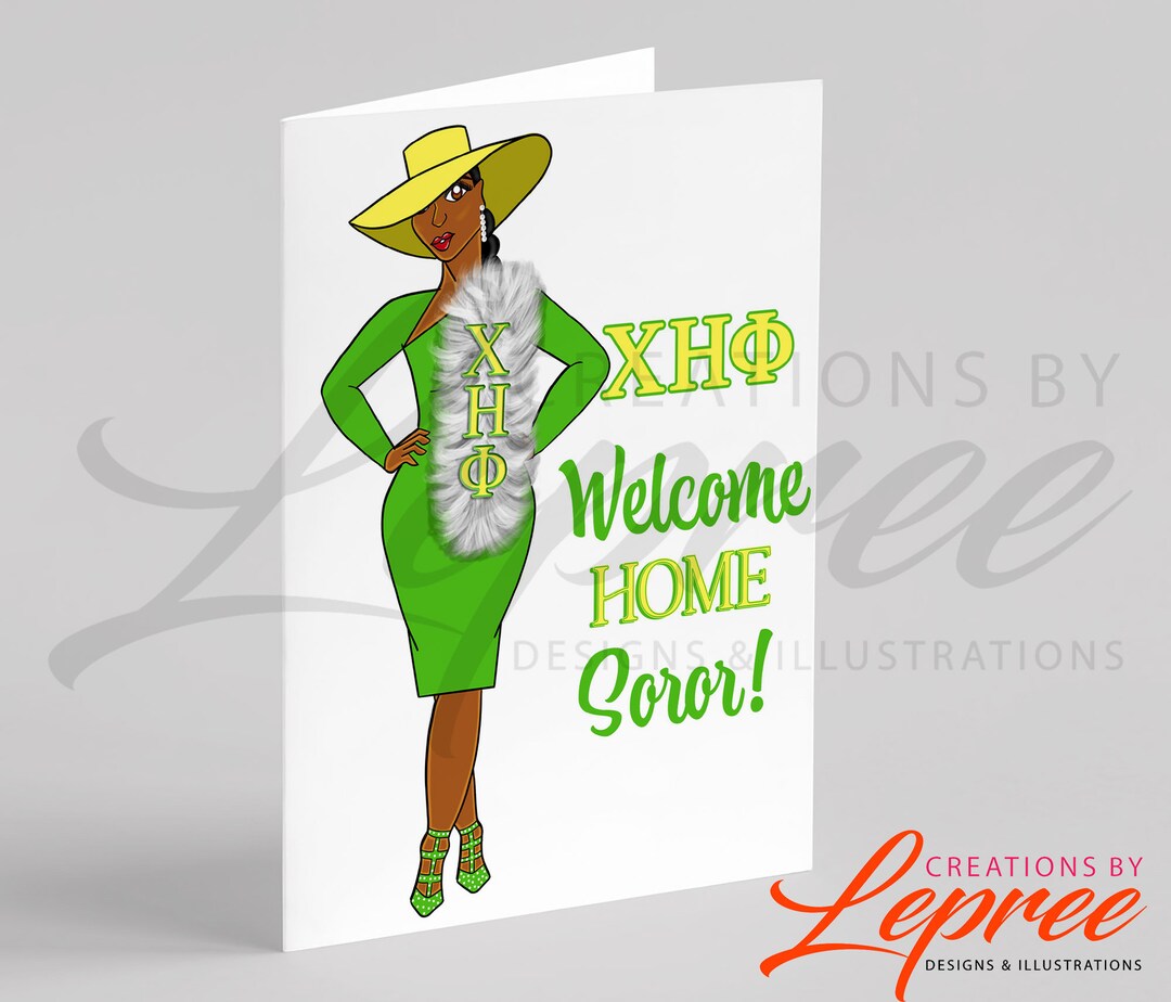 Chi Eta Phi Welcome Home Soror Card, Personalized Sorority Membership ...